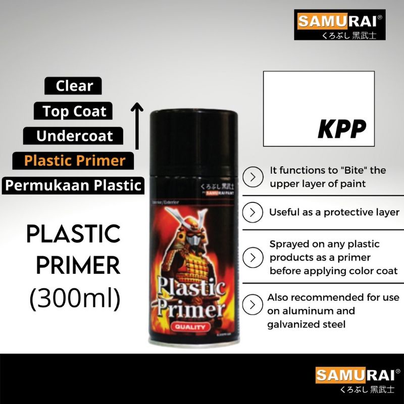 SAMURAI SPRAY PAINT KPP PLASTIC PRIMER SPRAY TIN CAT PRIMER PLASTIC ...