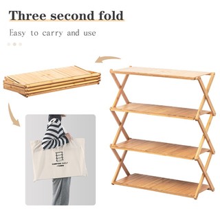Outdoor Camping rack Multilayer Foldable Wood Shelf Portable Picnic ...