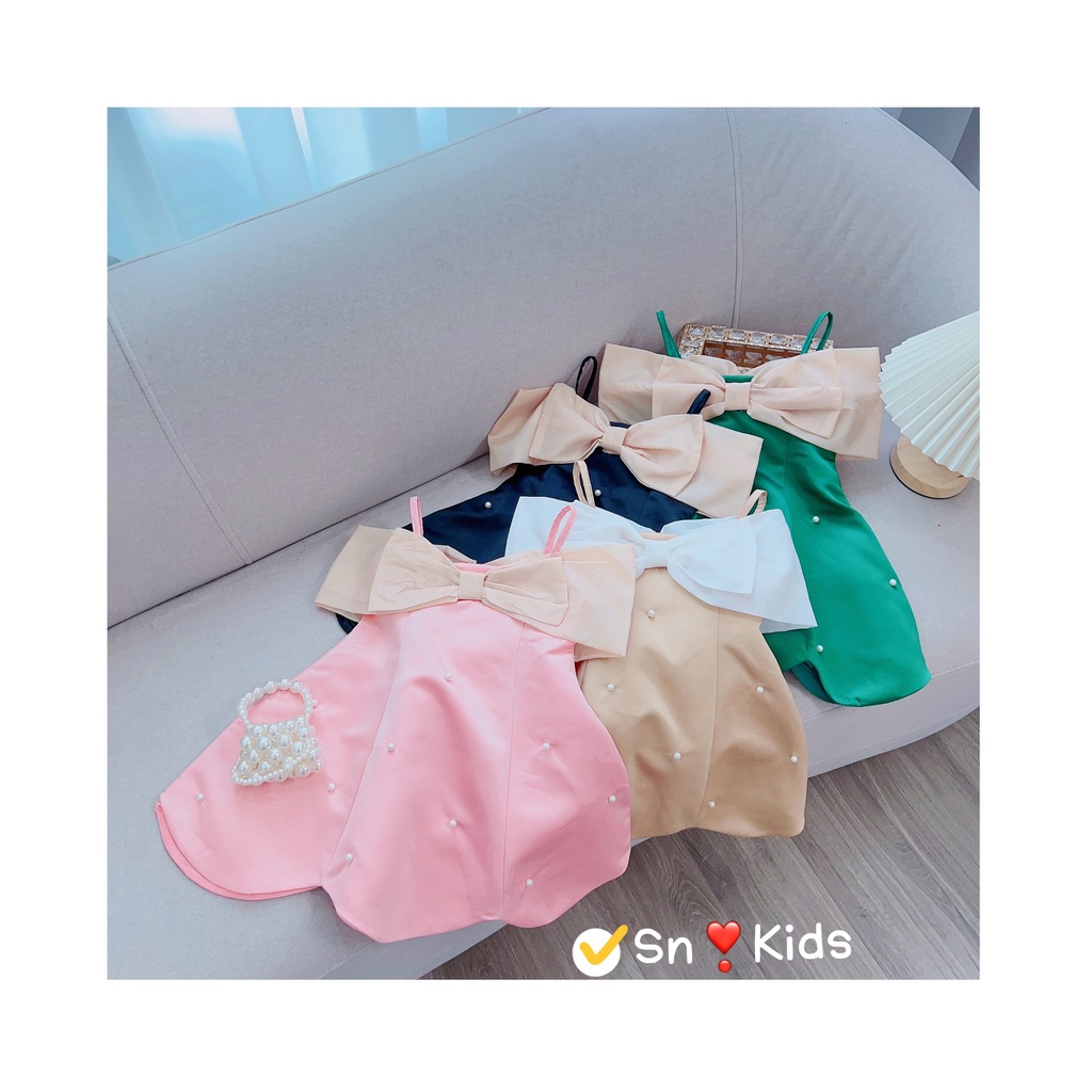 Spaghetti straps dress with pearls for girls | Shopee Malaysia