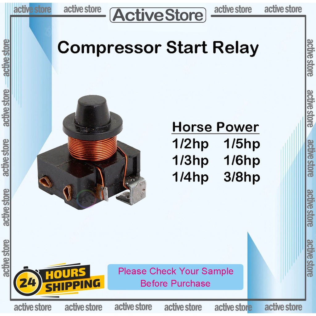Compressor Start Relay 1/2HP 1/3HP 1/4HP 1/5HP 1/6HP 3/8HP | Shopee ...