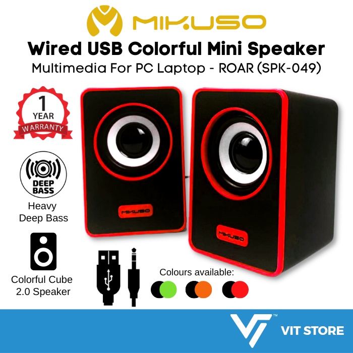MIKUSO SPK-049 Wired USB AUX Small 2.0 Speaker ROAR | For PC Computer ...