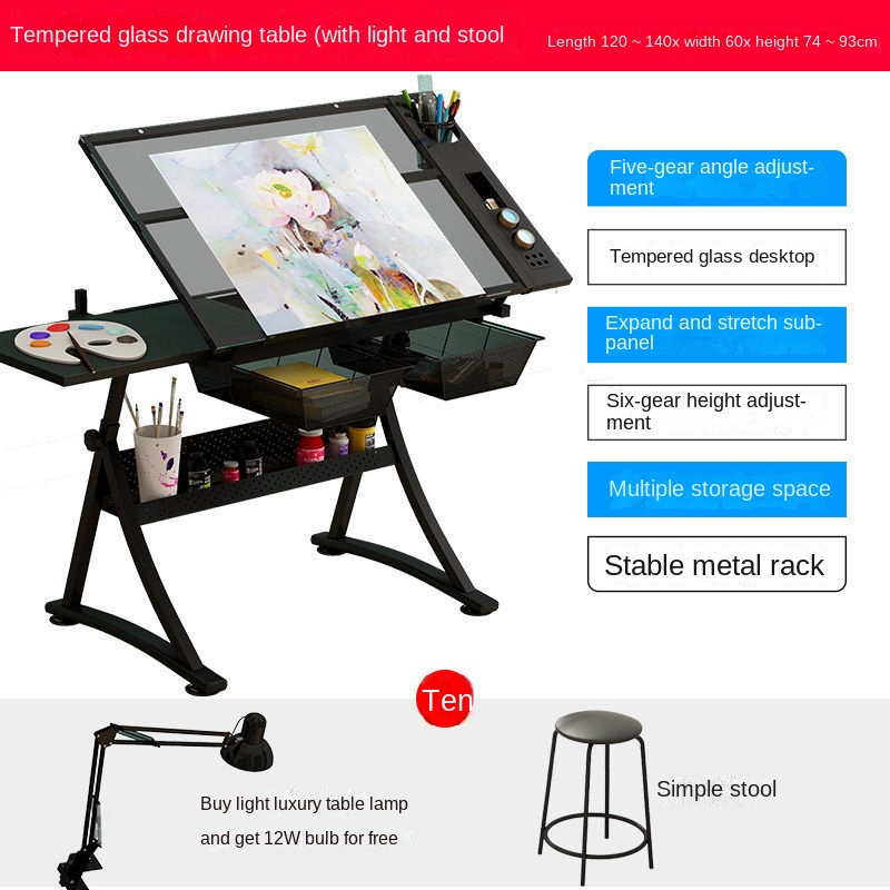 Drafting Table Painting Adjustable Table Art Glass Painting Drawing ...