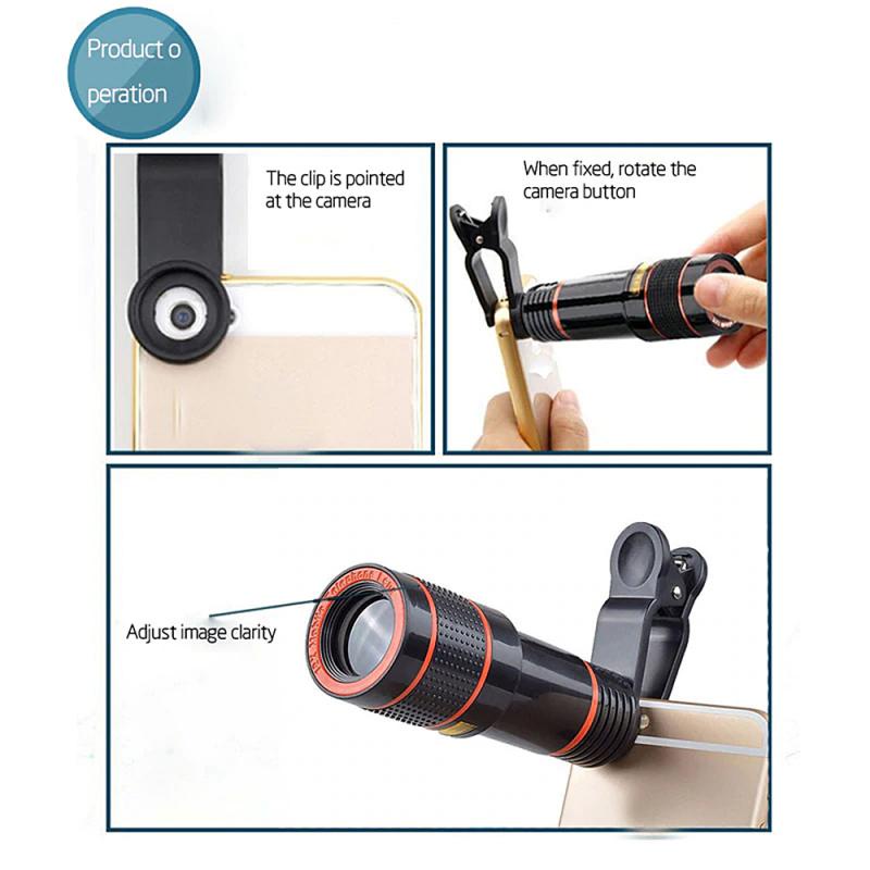 Universal Mobile Phone Camera Lens Clip 12X HD Optical Zoom For Mobile ... Universal Mobile Phone Camera Lens Clip 12X HD Optical Zoom For Mobile ...