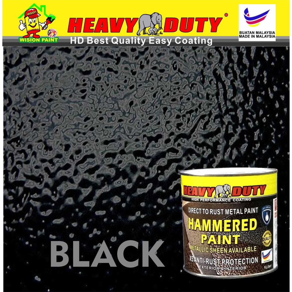 BLACK HAMMERED PAINT HEAVY DUTY (1L) Hammerite smooth metal paint /cat ...