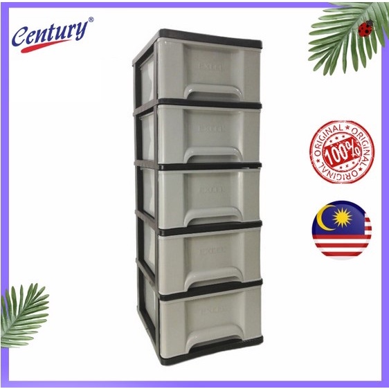 [READY STOCK] Century 5 Tier Plastic Drawer / Cloth Cabinet / Storage ...