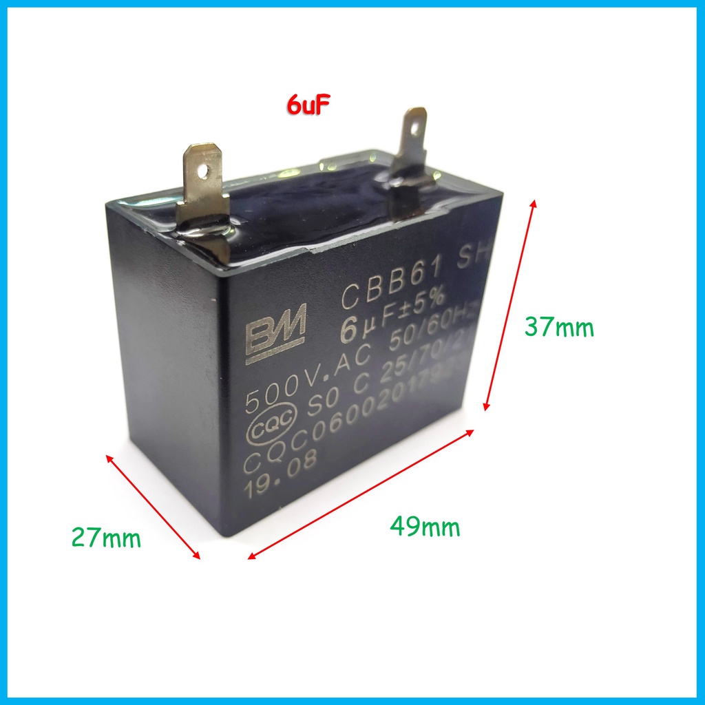 500V 5uF 6uF CBB61 Fan Air Conditioner Motor Capacitor Kapasitor 2 Pin ...