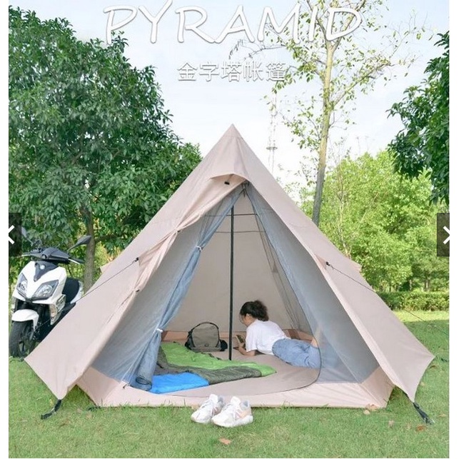 8 Person Canvas Indian Pyramid Tent Waterproof Double Layers Outdoor glamping Pyramid tents ...