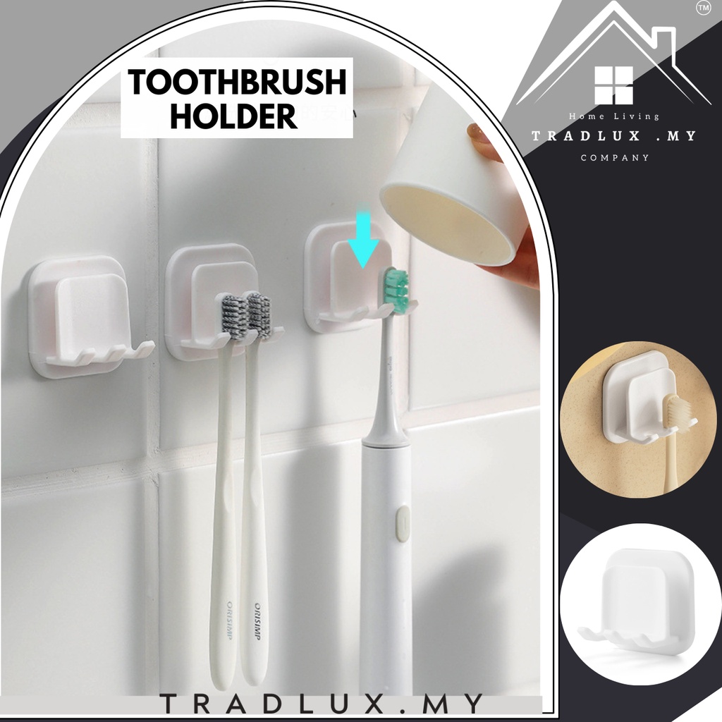 Tradlux Double Toothbrush Holder Rack Wall Mounted Rack Free Punch ...