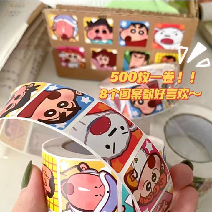 500pcs Cartoon Cute Crayon shin-chan Sticker Tape Ins Deco Sealing ...