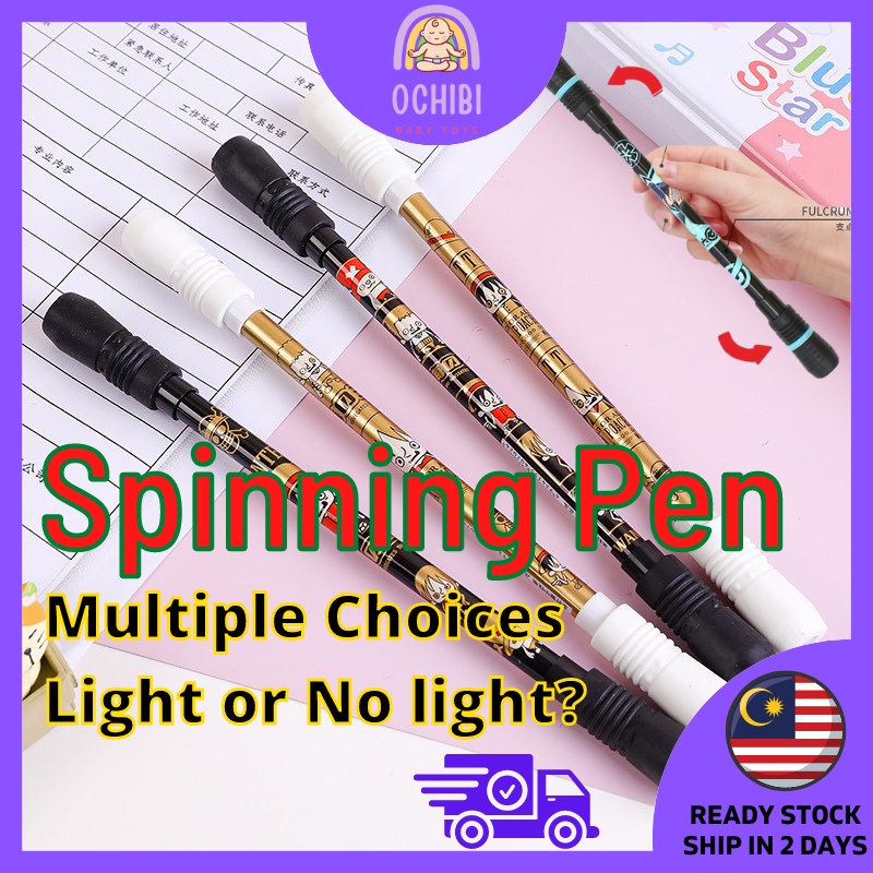 Pen Spinning Light LED Anime Spinning Pen Rotary Student Writing Black ...