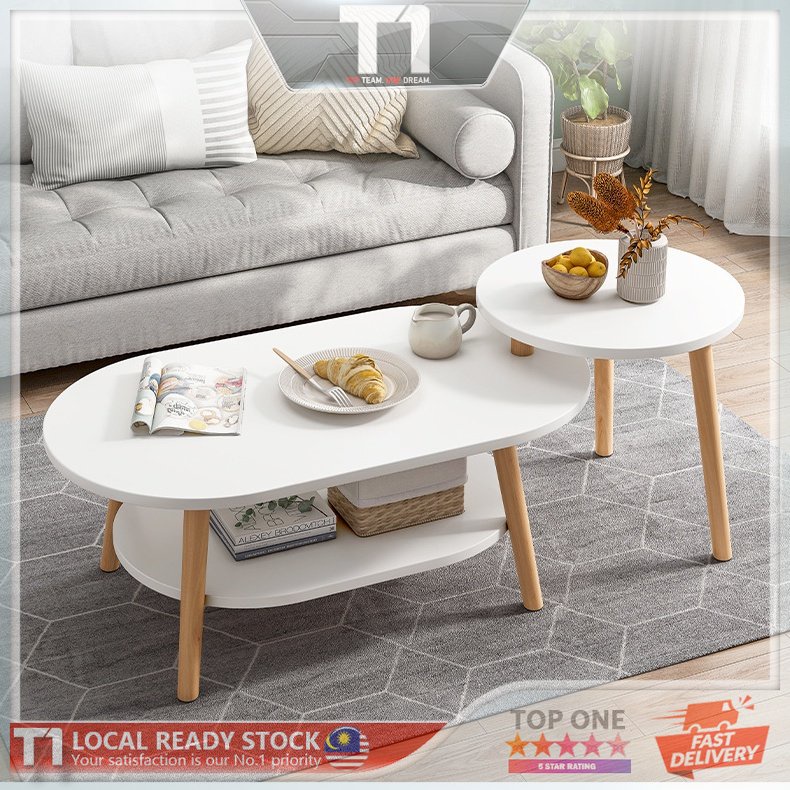 T1 Round Table Shape Coffee Tea Simple Mini Living Room Small Wood ...