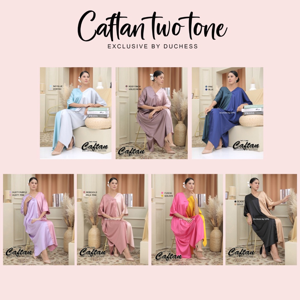 Caftan Two Tone/Kaftan Duo Colour/ Kaftan Satin/Baju Kelawar Satin Dua warna | Shopee Malaysia