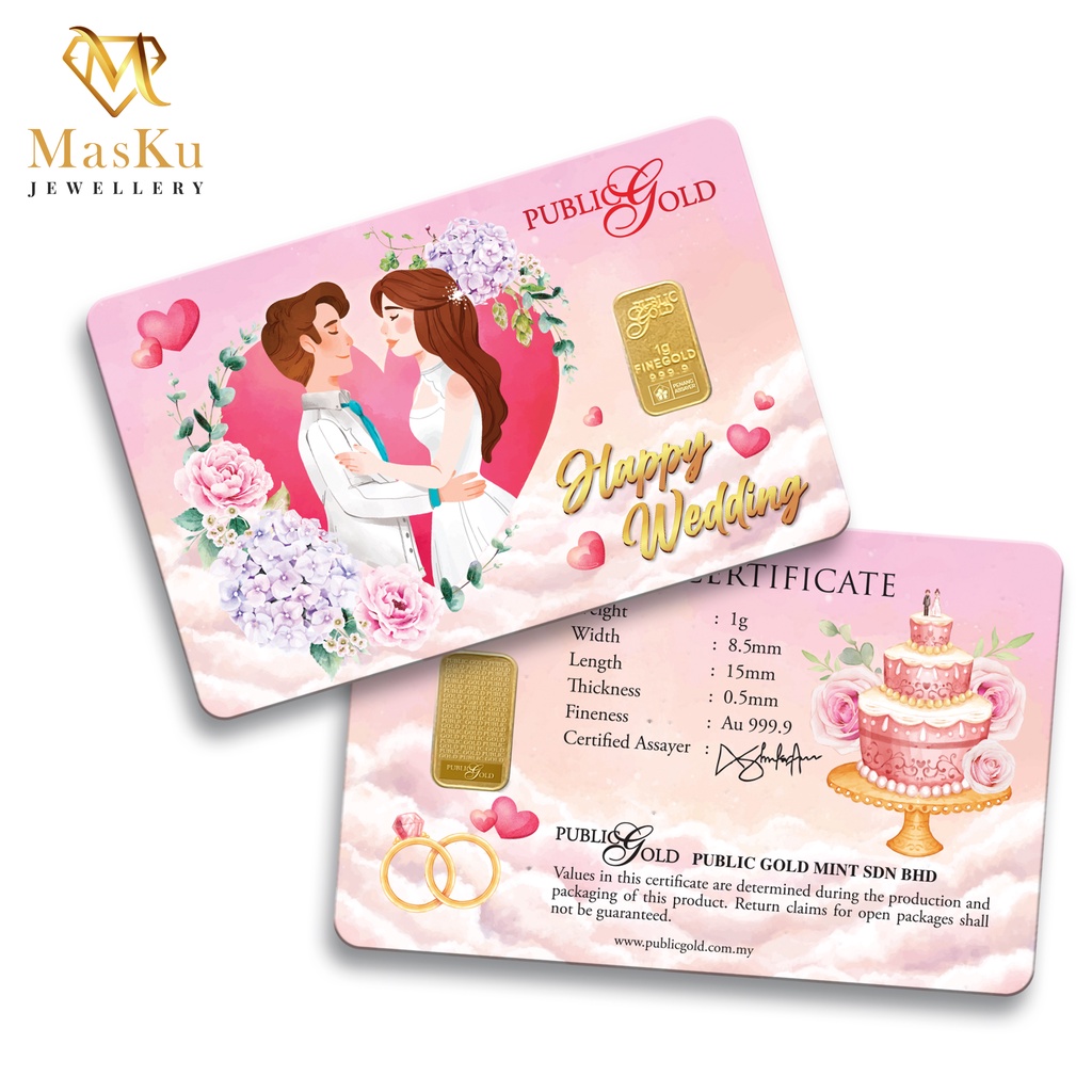 Public Gold Bullion Bar PG 1g (Emas 999.9) 24K - Happy Wedding | Shopee ...