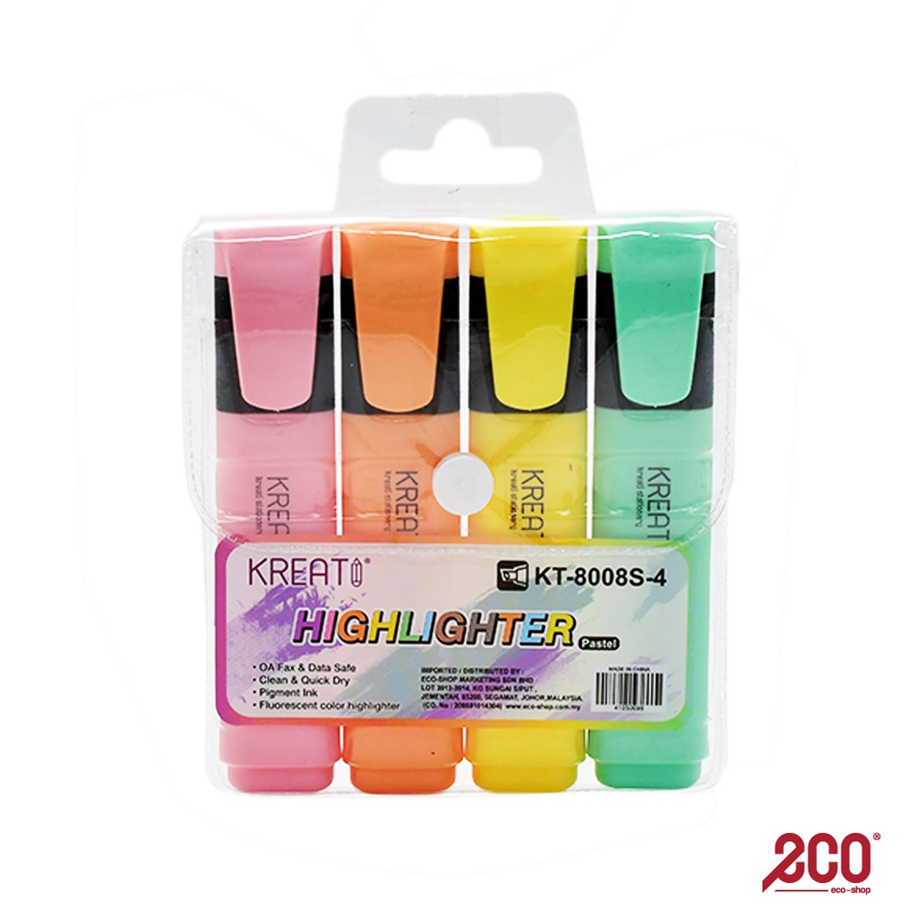 Kreati Pastel Color Highlighter (4pcs/pack) - AD-L009-T02-14 - AD-L009 ...