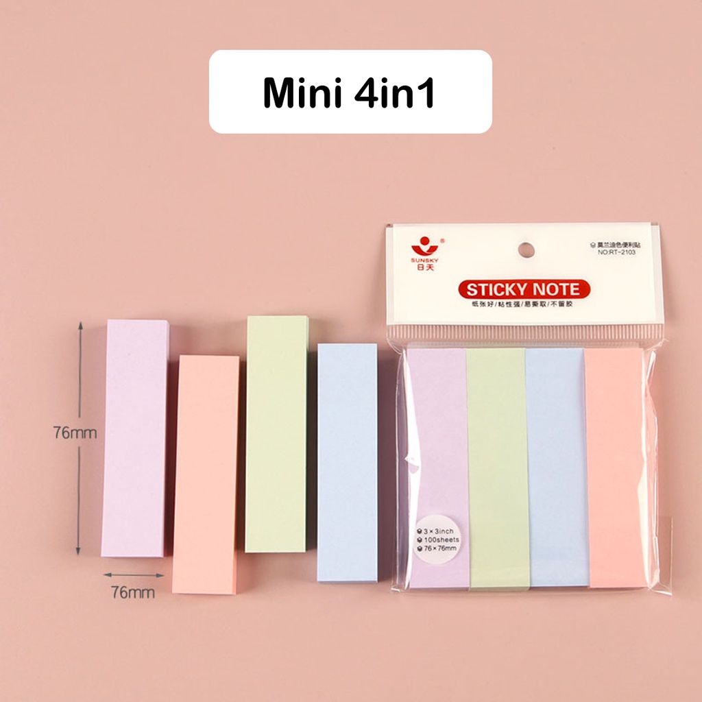 🇲🇾 Ready Stock 100 Sheets Morandi Sticky Notes Memo Pad Label Sticky ...