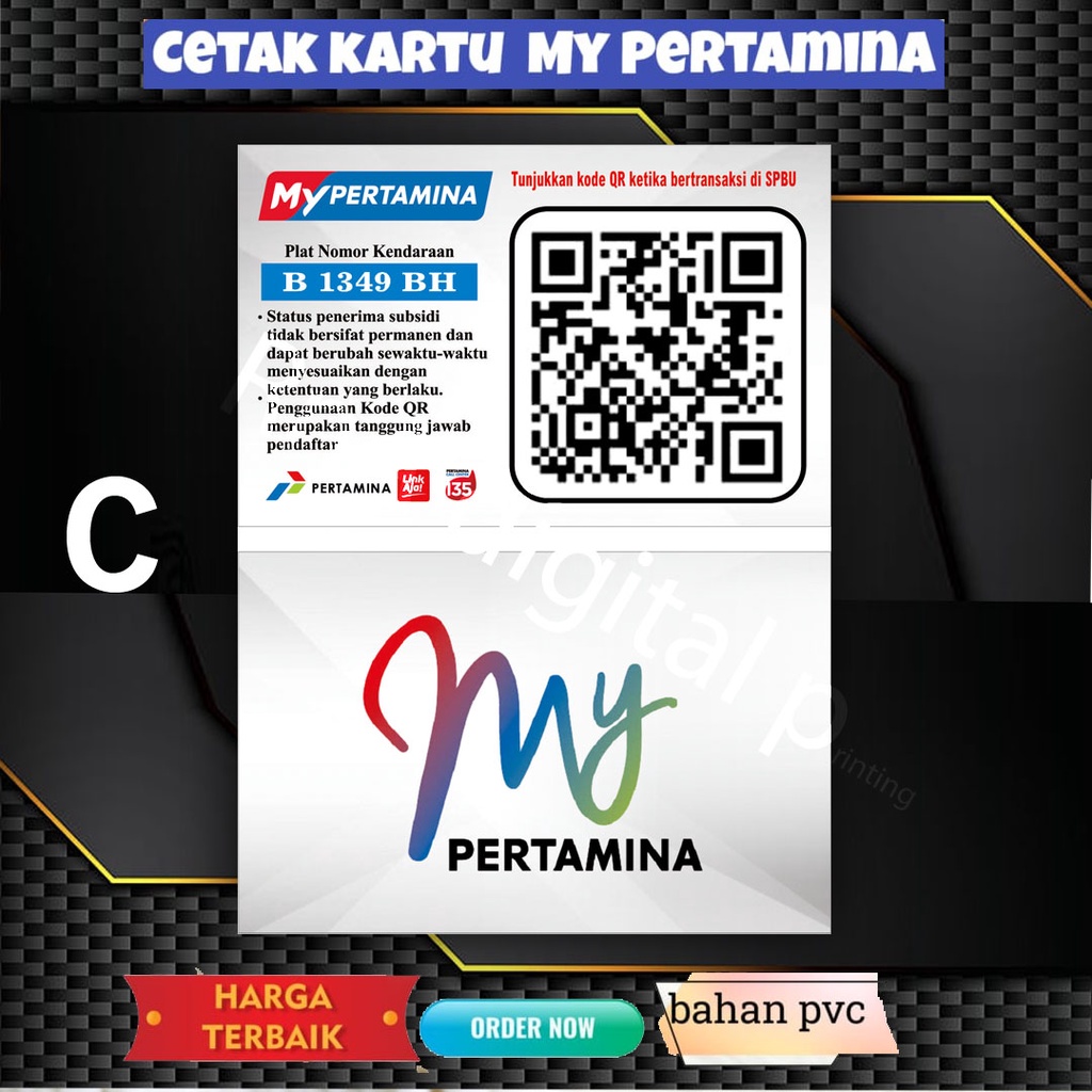 Print / My pertamina / Id card / member card / KTA / Student card ...