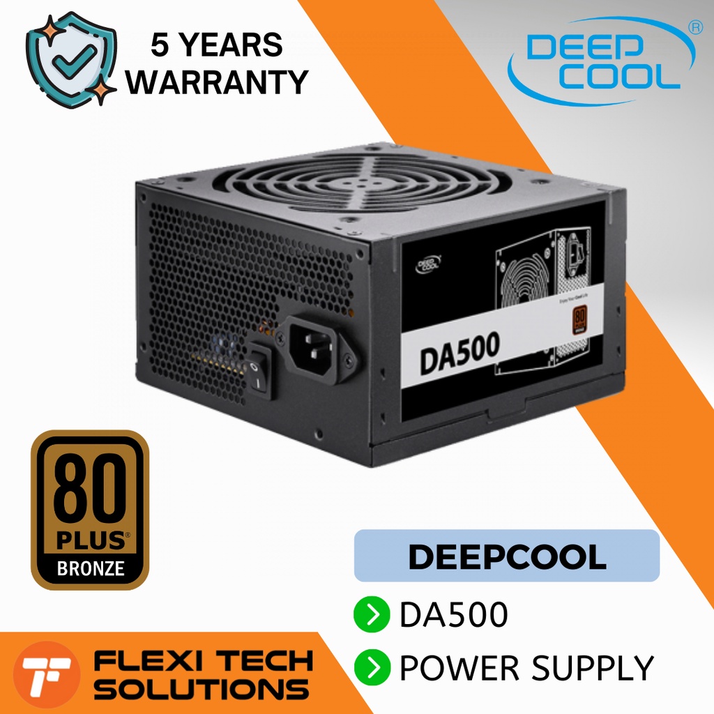 Flexi Tech DEEPCOOL DA500 80 PLUS Bronze NON-Modular 500w PSU Power ...