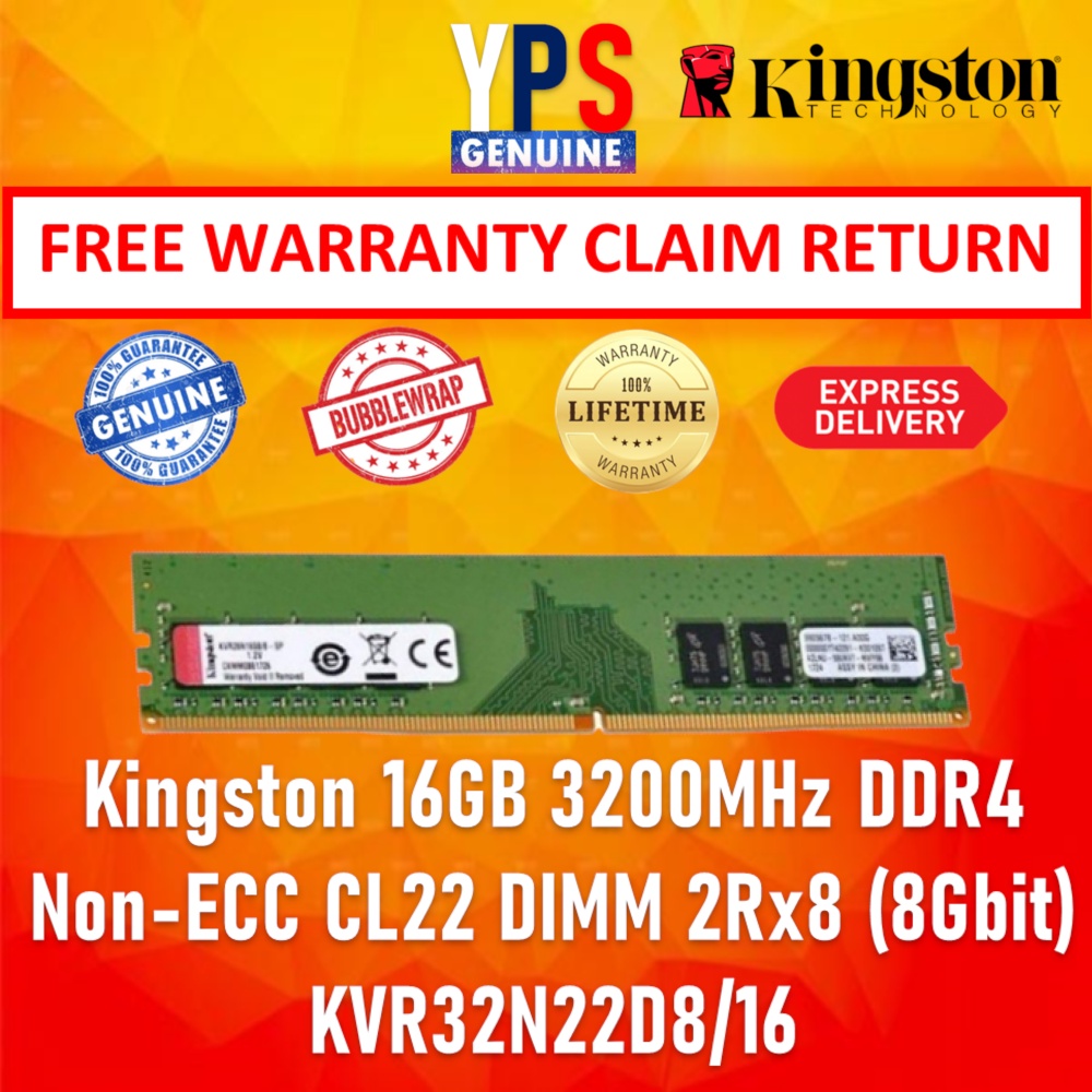 Kingston 16GB 3200MHz DDR4 DIMM Desktop | PC Value RAM - KVR32N22D8/16 | Shopee Malaysia
