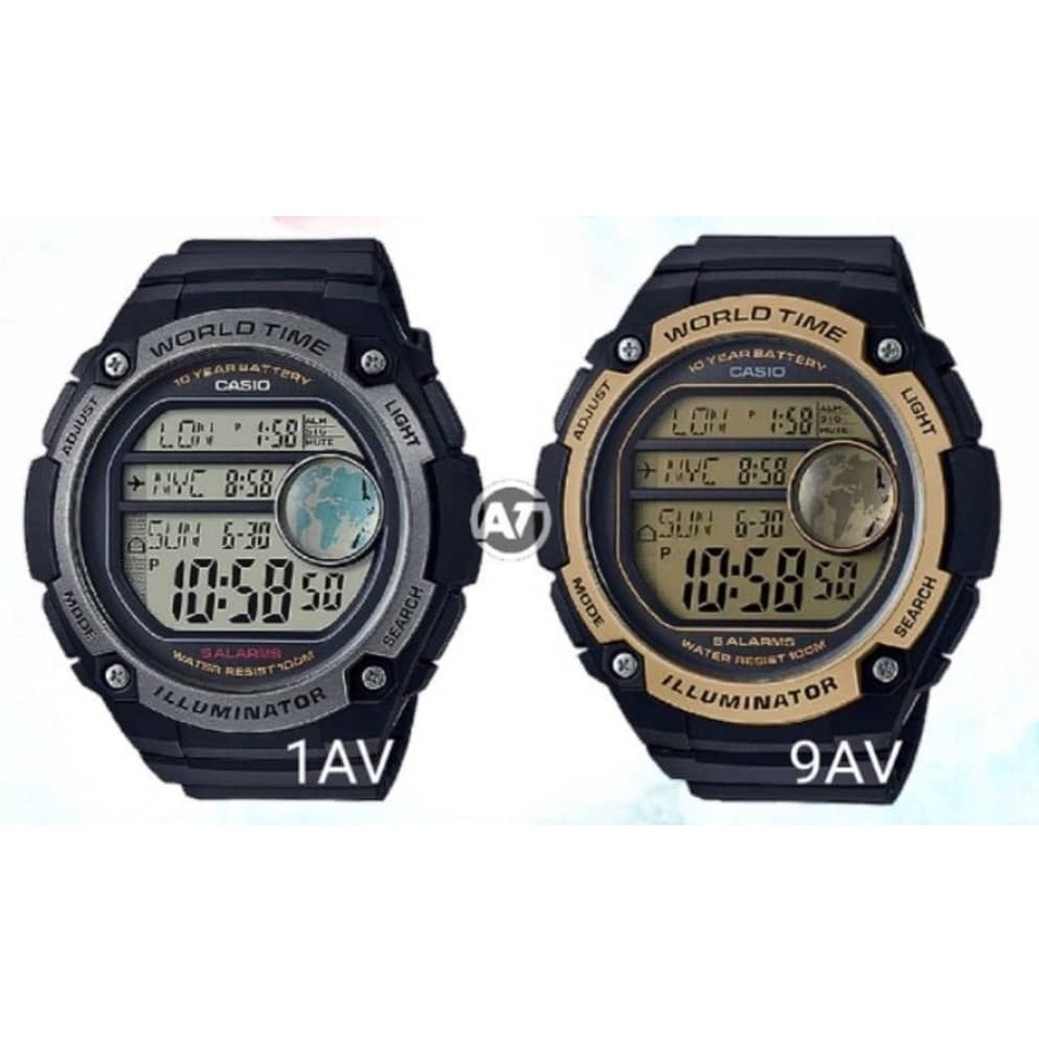 Casio AE-3000W Men Digital World Time Sporty Black Strap Original Watch ...