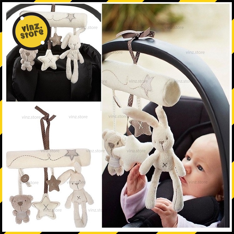 Baby Pram Rattle Stroller Rabbit Bunny Hanging Toy Bell Rattles Animal ...