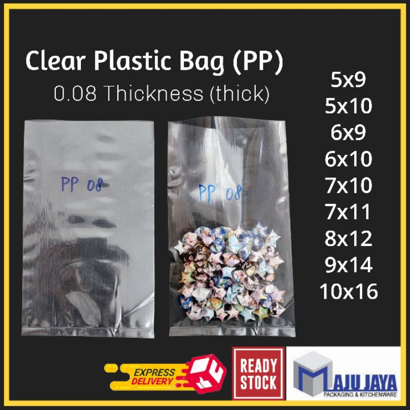 Clear Plastic Bag [08] PP THICK TEBAL Jernih Transparent Poly Plastik ...