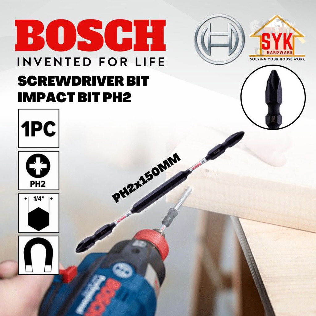 SYK BOSCH SCREWDRIVER BIT IMPACT BIT PH2 BIT SKRU - 65mm (2608522405 ...