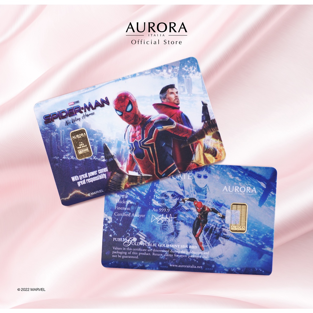MARVEL X AURORA ITALIA (1g) 999.9 Spider-Man No Way Home Limited ...