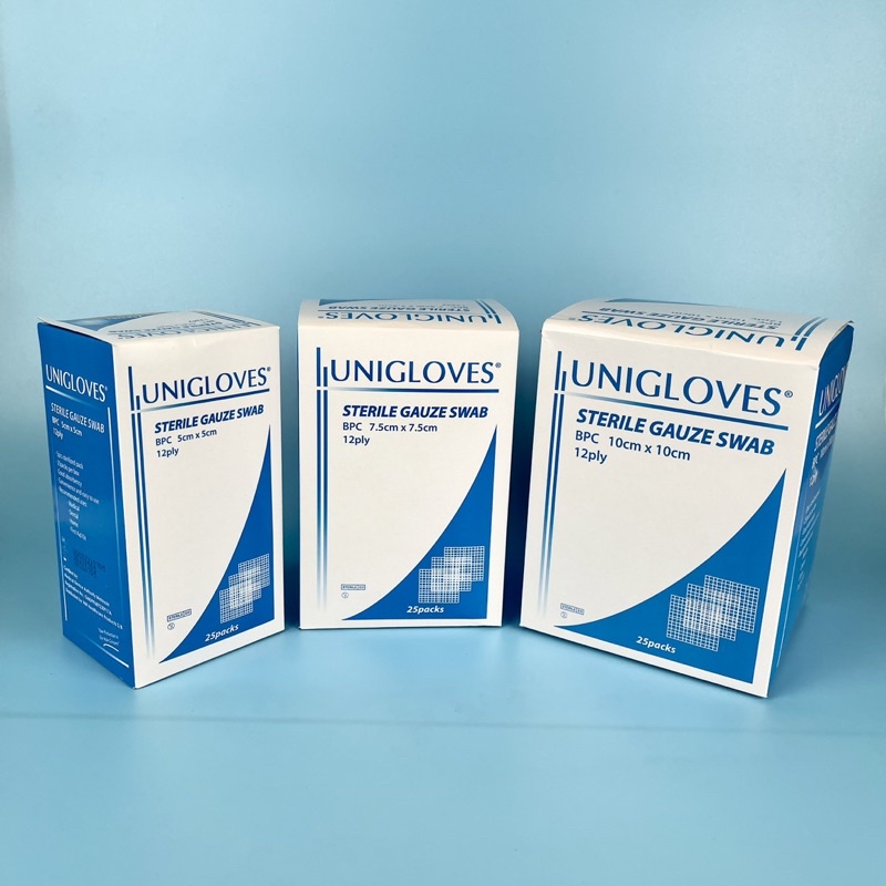 (5 pkts) Unigloves Sterile Gauze Swab 12ply (5cm/ 7.5cm/ 10cm) | Shopee ...