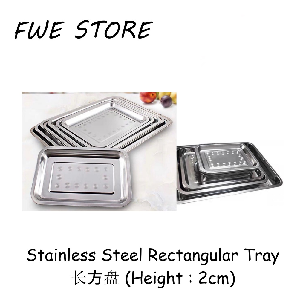 FWE STORE Stainless Steel Rectangular Tray / Serving Tray / Food Tray / Buffet Tray 长方盘 | Shopee ...