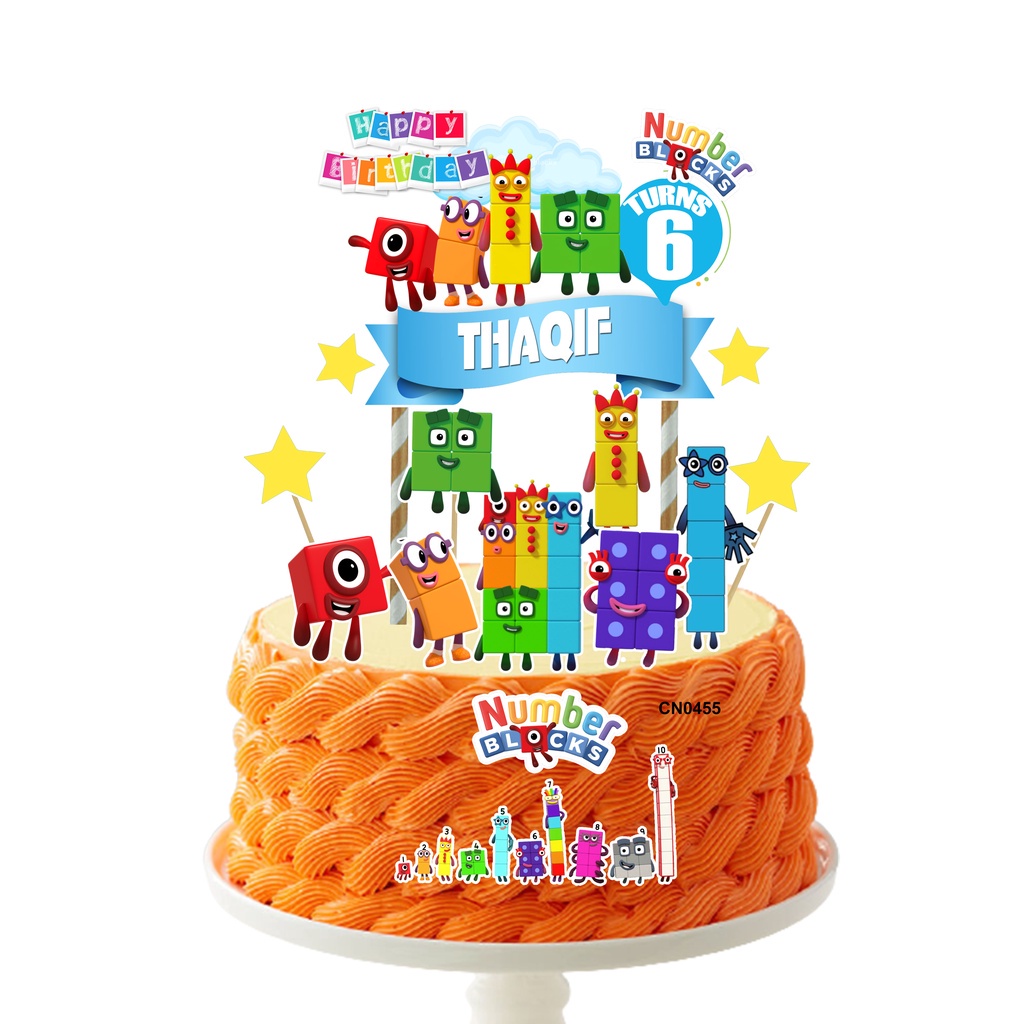 [CUSTOM NAME] Happy Birthday Cake Topper Cupcake Numberblocks Number ...