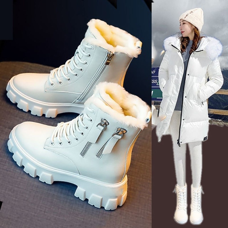 ZH【 Ready Stock】Pofulove Black Boots Winter Shoes Women Ankel Boots ...