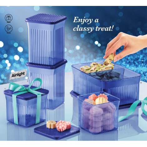 Tupperware Elegant Square Set (Blue) | Shopee Malaysia