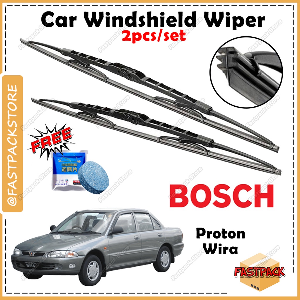 For Proton Wira BOSCH ADVANTAGE Wiper Front FREE Windshield Tablets Wiper Cermin Kereta DIY ...