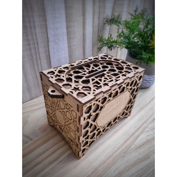 READY STOK TABUNG KAYU LASER CUT / TABUNG SEDEKAH SUBUH / SAVING BOX ...