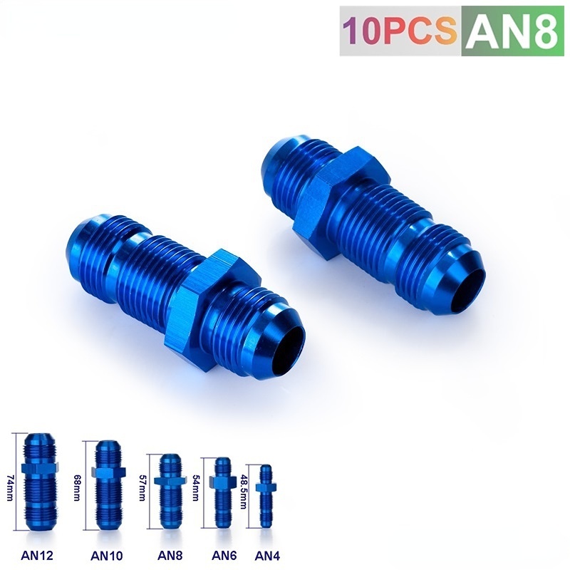 AN8 AN-8 MALE THREAD STRAIGHT BULKHEAD FLARE BLUE ALUMINUM ANODIZED ...
