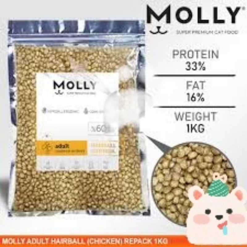 Molly Adult Chicken & Anchovy (Hairball Control) REPACK 1KG | Shopee ...