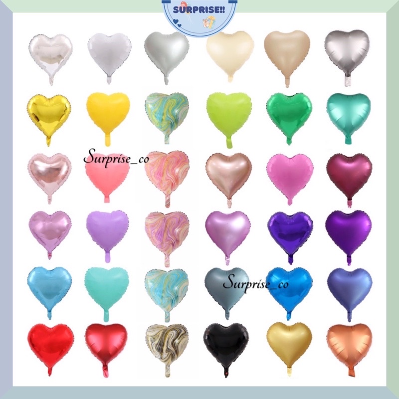 18 Inch Love Shape Foil Balloon (Metallic/Macaron/Marble) 18” Heart ...