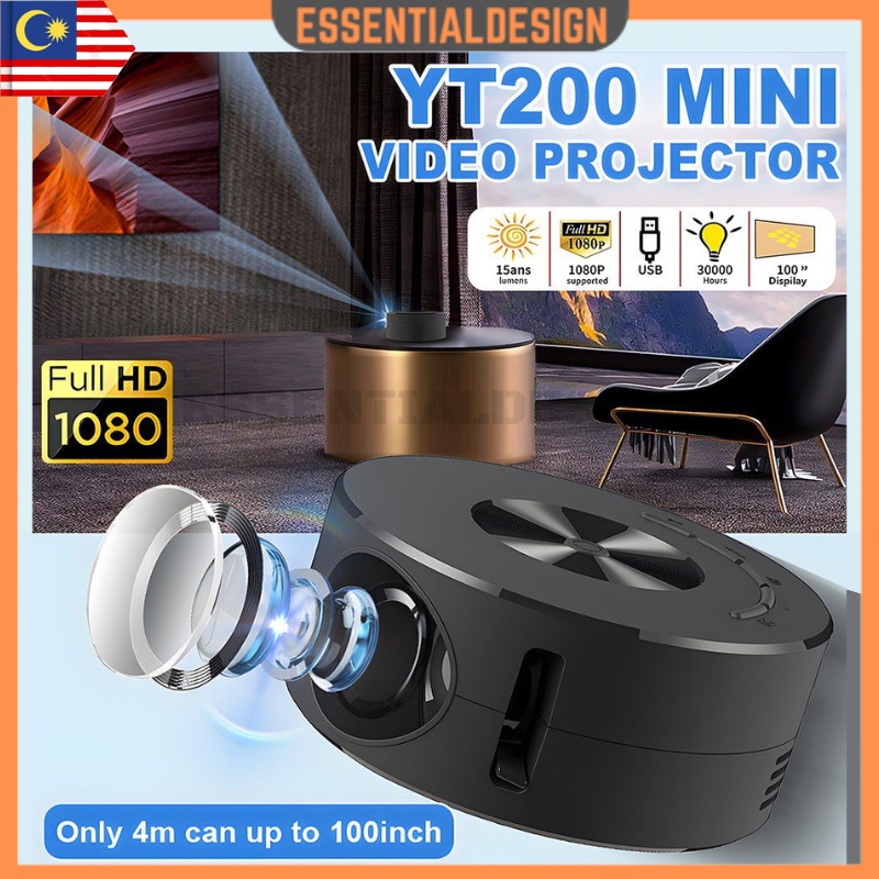 YT200 Portable Mini Projector LED Portable Projektor Phone Andriod ios ...