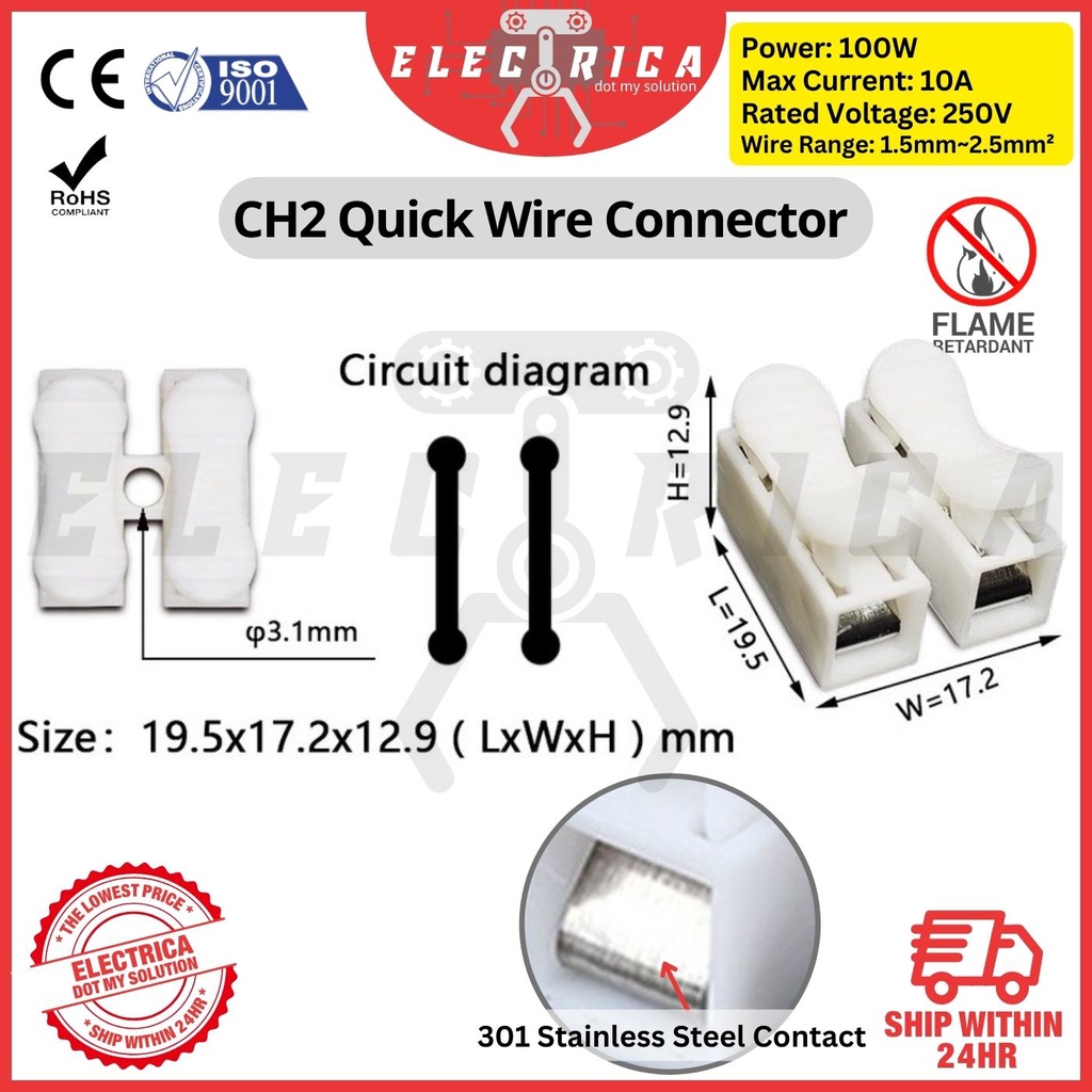 CH1 CH2 CH3 Electrical Wire Quick Connect 2 Pin 3 Pin Wire to Wire ...
