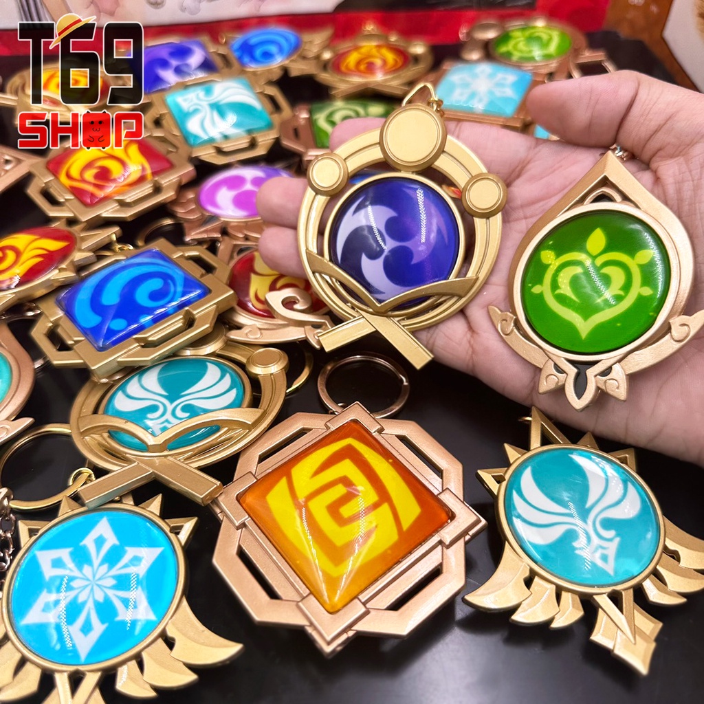 [1:1 Ratio] Vision game Genshin Impact Metal Keychains: Inazuma, Liyue ...