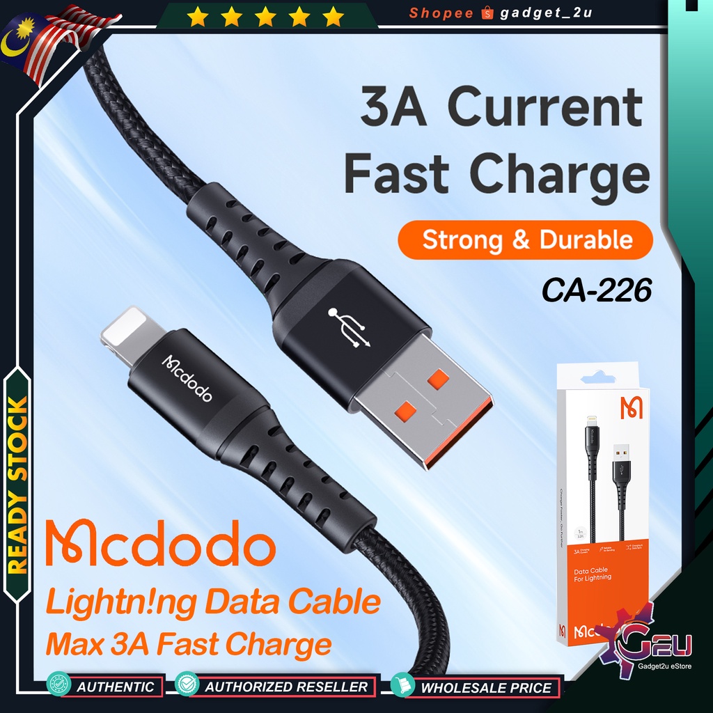 Original Mcdodo CA-226 Lightn!ng Fast Charge Data Cable, Max 3A iP Data ...