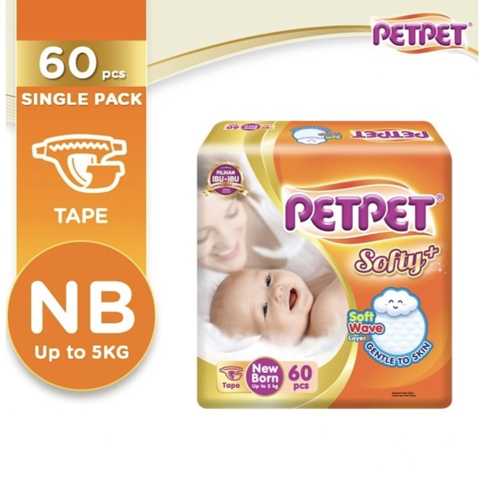 PetPet Newborn Diaper NB60's | Shopee Malaysia