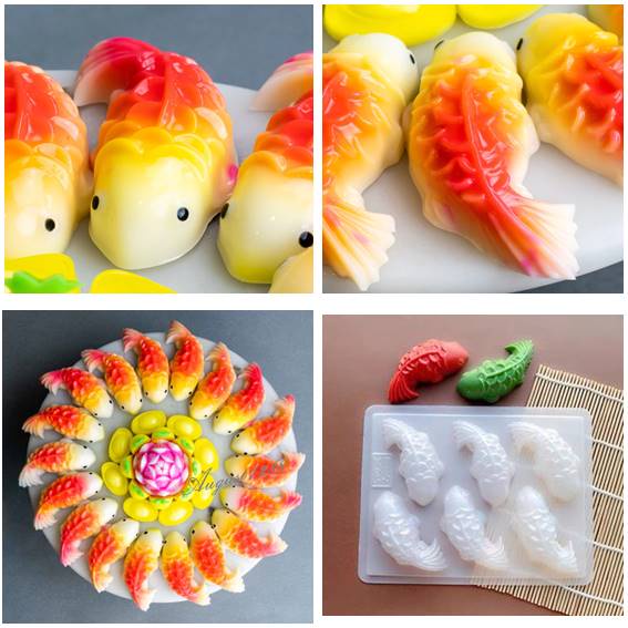 6 Cavity Koi Fish Jelly Mold Plastic Pudding Mold Acuan Jeli Kek Ikan ...