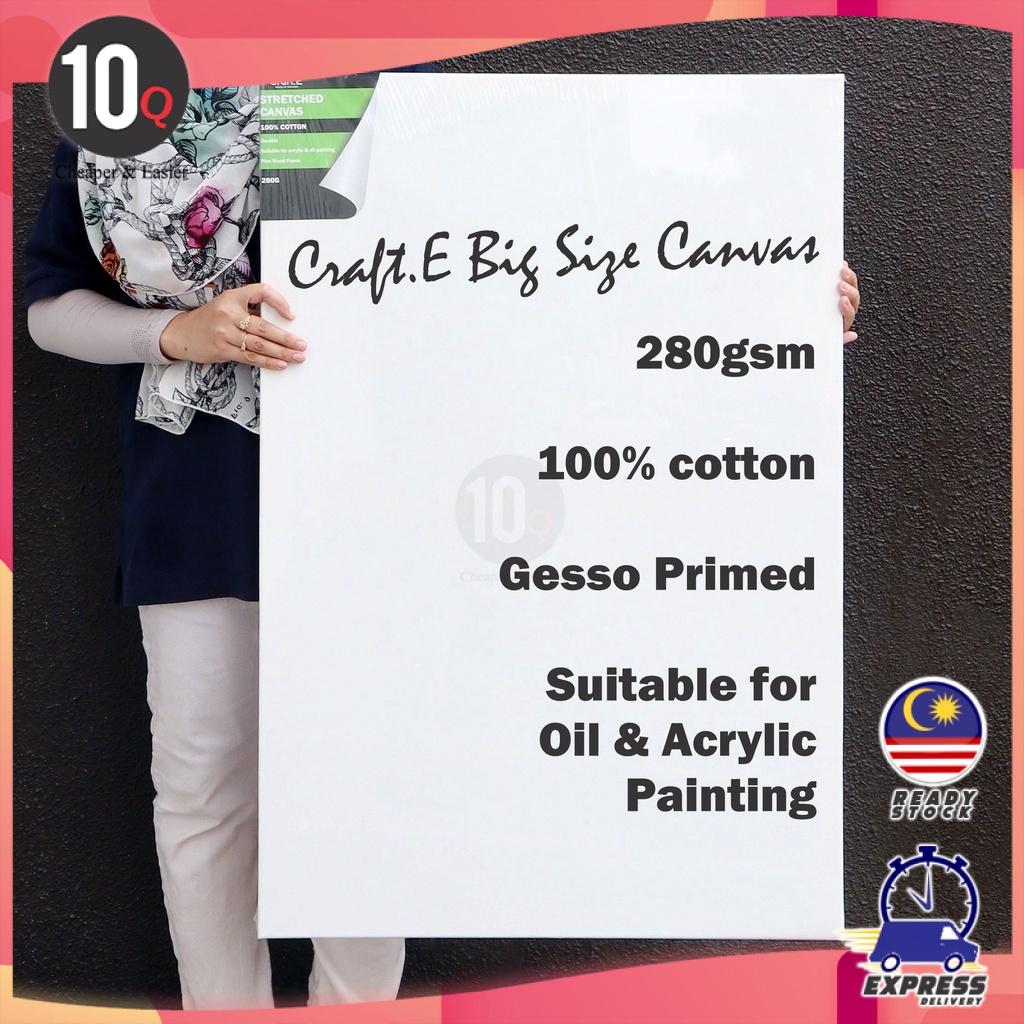 Craft.E Big Size Stretched Canvas 15mm 280gsm Artist Grade Gesso Primed ...