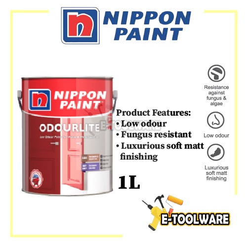 1L Nippon Paint Odourlite Soft Matt Finish Cat Minyak / Cat Besi / Cat ...