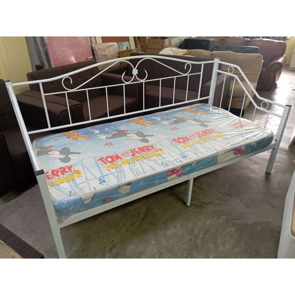 Modern White 100% Metal Day Bed Single Bed Katil Besi | Shopee Malaysia