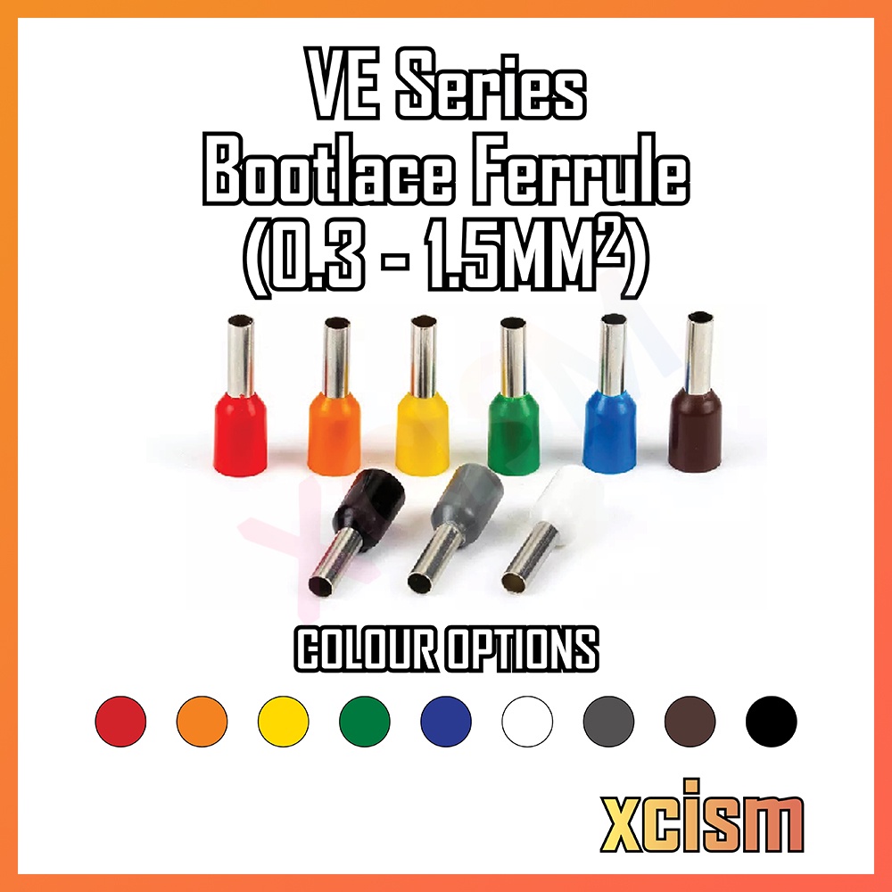(100 Pcs) VE Series Insulated Bootlace Ferrule Cord End Sleeve Wire ...