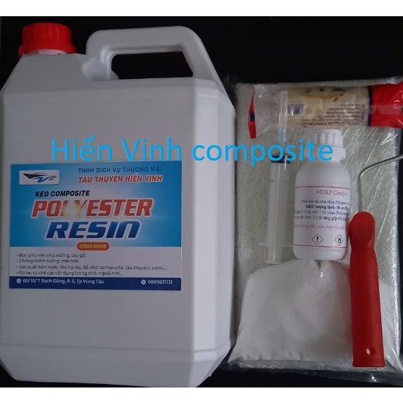 Combo 5kg composite glue, 2kg fiberglass, catalyst, cylinder, roller ...