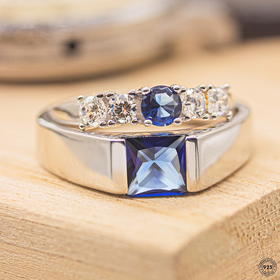ELFI Blue Rafael Fiona 925 Silver Couple Ring C561 | Shopee Malaysia