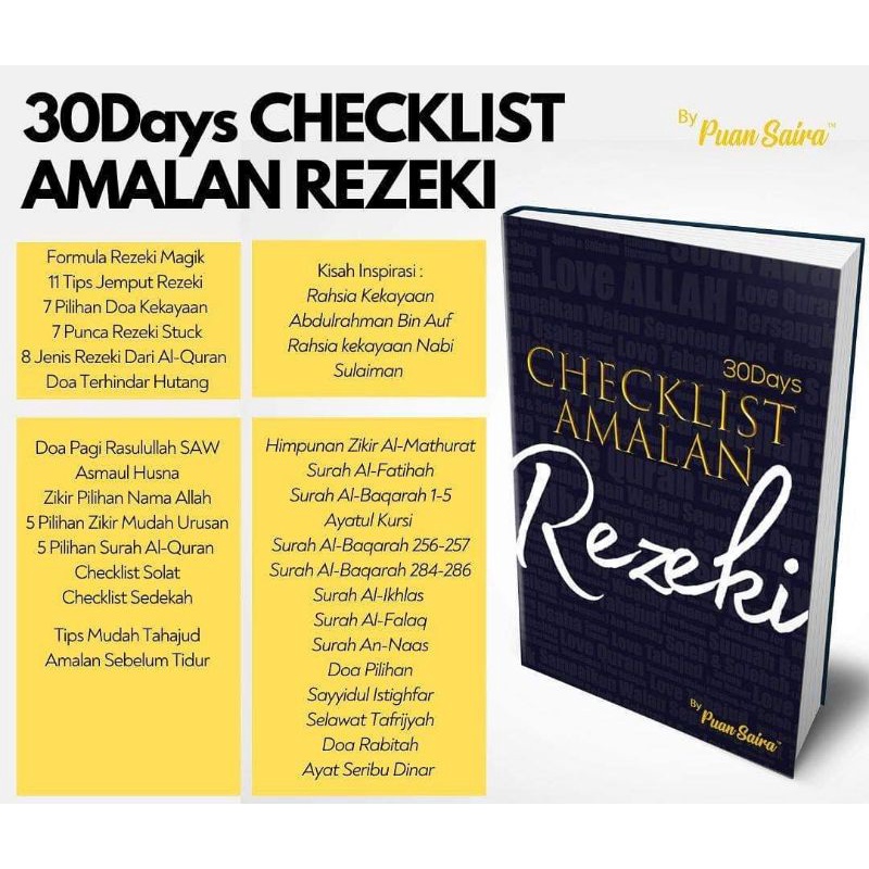 Buku Checklist Amalan Rezeki by Puan Saira Buku BCAR | Shopee Malaysia